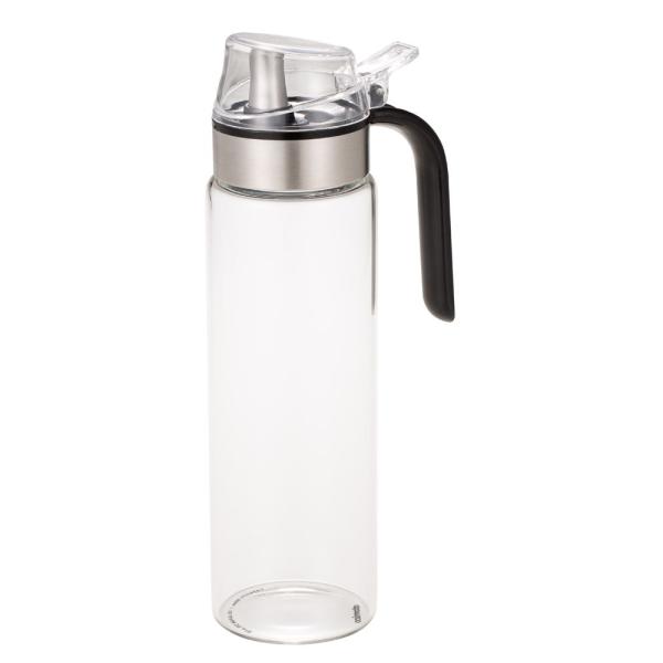 在庫状況：お取り寄せ/◆テーブルにそのまま出せるスタイリッシュなデザイン◆ワンタッチで簡単に油が注げる!◆空気の侵入を減らし酸化を防ぐフタ付き/[ガラスオイルポツトL500]