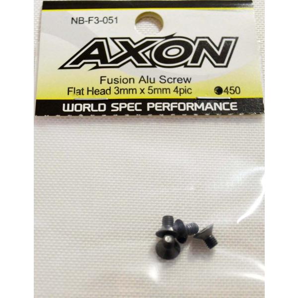 在庫状況：お取り寄せ/※画像はイメージです。実際の商品とは異なる場合がございます。AXON　Fusion Alu Screw (Flat Head 3mm x 5mm 4pic)です。