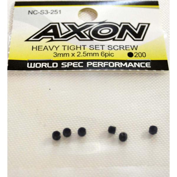 在庫状況：お取り寄せ/※画像はイメージです。実際の商品とは異なる場合がございます。AXON　HEAVY TIGHT SET SCREW (3mm x 2.5mm) 6picです。