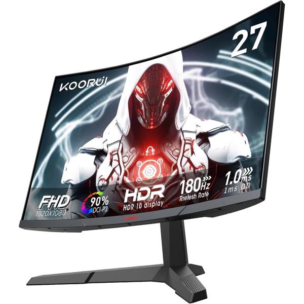 在庫状況：在庫僅少/◆画面サイズ：27インチ湾曲(1500R) VA(非光沢/LEDバックライト)◆最大解像度：FHD (1920×1080)◆応答時間：1ms◆リフレッシュレート：最大180Hz◆映像入力端子：HDMI 2.0 ×2、Di...