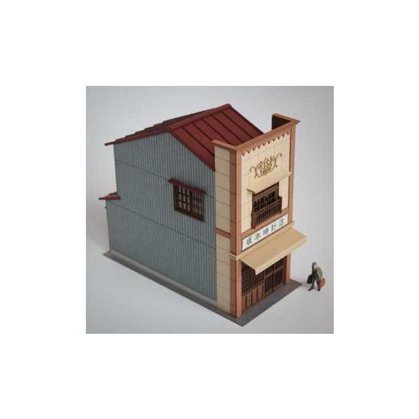 在庫状況：お取り寄せ/お届け：1〜2ヶ月/2021年11月 発売/※画像は完成イメージです。本製品はペーパーキットです。梅桜堂のペーパーキットストラクチャー、3軒続きの看板建築A カラーVer.【1/80スケール】です。