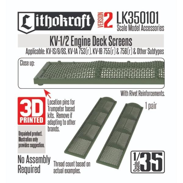 在庫状況：お取り寄せ/2026年01月 発売/※画像はイメージです。実際の商品とは異なる場合がございます。リソクラフト 1/35 WWII 露/ソ KV-1/2重戦車 機関室グリル Ver.2(2個入) です。