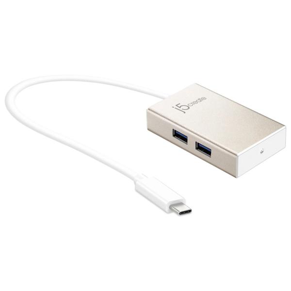 在庫状況：お取り寄せ/◆パソコンのUSB-Cから一気に4ポートUSB3.0ハブを増設できる。◆USB3.1/3.0 Gen1最大5 Gbpデータ転送速度、様々な周辺機器を増設できる。/[JCH343]