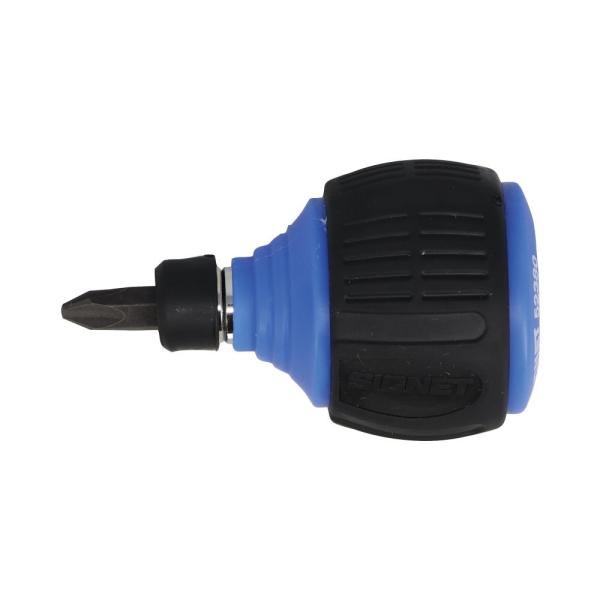 在庫状況：お取り寄せ/3日〜5日で出荷/※ギア固定での使用はできません。◆ギア数60山で滑らかに回転し、作業性抜群。◆狭い箇所での作業に最適な短いラチェットドライバー。◆滑りにくく、力の入るエラストマー樹脂を使用。/[52380シグネツト]