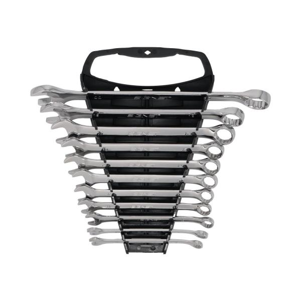 在庫状況：お取り寄せ/3日〜5日で出荷/◆ミラー仕上げのメッキが美しいコンビネーションレンチセット。◆壁掛・持ち運び兼用ホルダー付き。/[30711シグネツト]