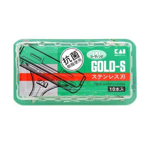 在庫状況：在庫あり/※仕様及び外観は改良のため予告なく変更される場合がありますので、最新情報はメーカーページ等にてご確認ください。◆T型ゴールドステンレス◆ひげそり用カミソリ■容量：10本入/[カイゴルドステン10P]