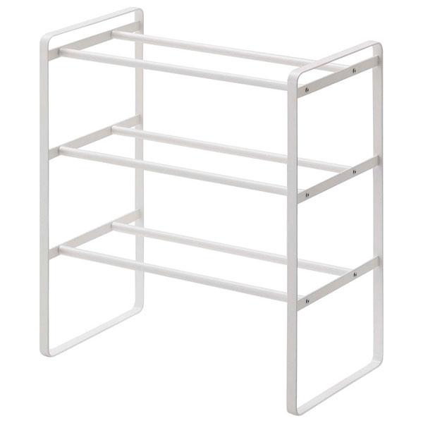 在庫状況：お取り寄せ/3日〜5日で出荷/※2台を超えて連結しないで下さい。◆伸縮自在の3段シューズラック!◆玄関スペースや靴の量に合わせて横幅を調整可能!◆スタッキングすれば収納力もアップします。・組立：お客様組立/[07555ヤマジツ]