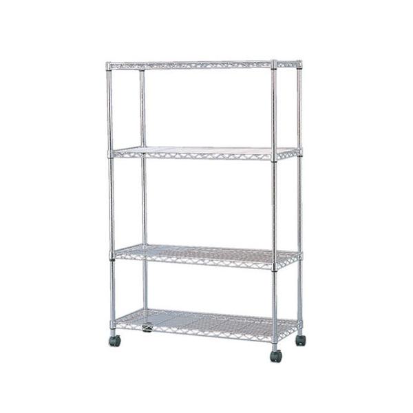 在庫状況：在庫僅少/★組立：お客様組立●インテリア性の高いクロームメッキ仕上げのキャスター付きメタルラックです。●パイプ径は19mmのシンプルで軽いデザインです。◆棚数：4段 ◆サイズ(約)：幅80×奥行35×高さ126cm◆棚耐荷重　棚板...