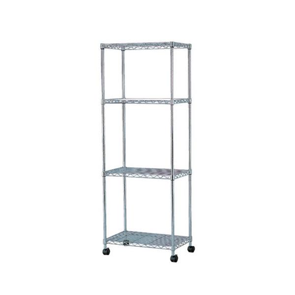 在庫状況：お取り寄せ/7日〜10日で出荷/★組立：お客様組立●インテリア性の高いクロームメッキ仕上げのキャスター付きメタルラックです。●パイプ径は19mmのシンプルで軽いデザインです。◆棚数：4段 ◆サイズ(約)：幅55×奥行35×高さ14...
