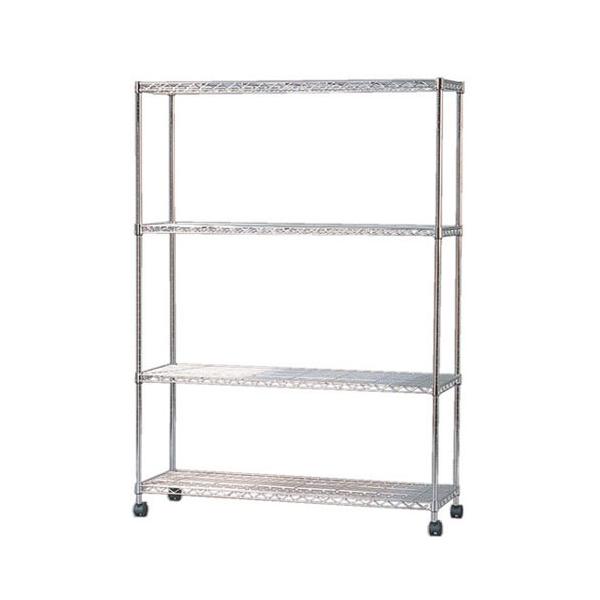 在庫状況：お取り寄せ/お届け：2〜3週間/★組立：お客様組立●インテリア性の高いクロームメッキ仕上げのキャスター付きメタルラックです。●パイプ径は19mmのシンプルで軽いデザインです。◆棚数：4段 ◆サイズ(約)：幅110×奥行35×高さ1...
