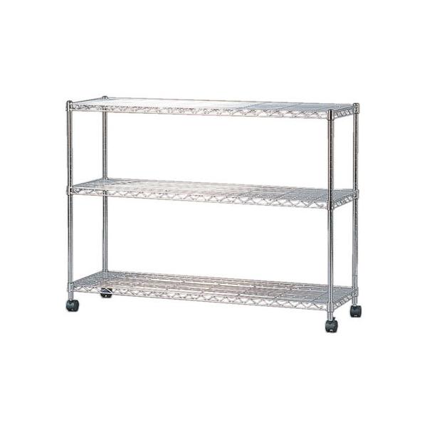 在庫状況：在庫あり/★組立：お客様組立●インテリア性の高いクロームメッキ仕上げのキャスター付きメタルラックです。●パイプ径は19mmのシンプルで軽いデザインです。◆棚数：3段 ◆サイズ(約)：幅110×奥行35×高さ83cm◆棚耐荷重　棚板...