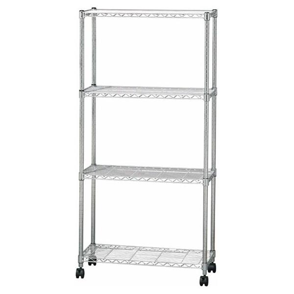 在庫状況：在庫僅少/★組立：お客様組立●クロームメッキ仕上げのラックです。●クギやネジを使わずに組み立てられます。◆サイズ(約)：幅76×奥行36×高さ156cm◆ポール径：25mm◆材質：棚板・ポール：スチール(クロームメッキ)　固定部品...