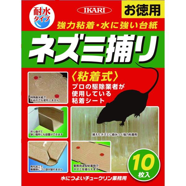 在庫状況：お取り寄せ/お届け：約2週間◆強力粘着・水に強い台紙。◆水に濡れても柔らかくならない耐水台紙と波系の粘着剤で、設置場所を選ばず強力な捕獲力を持続します。◆折り曲げて狭い場所にも設置が出来ます。/[イカリ205702]