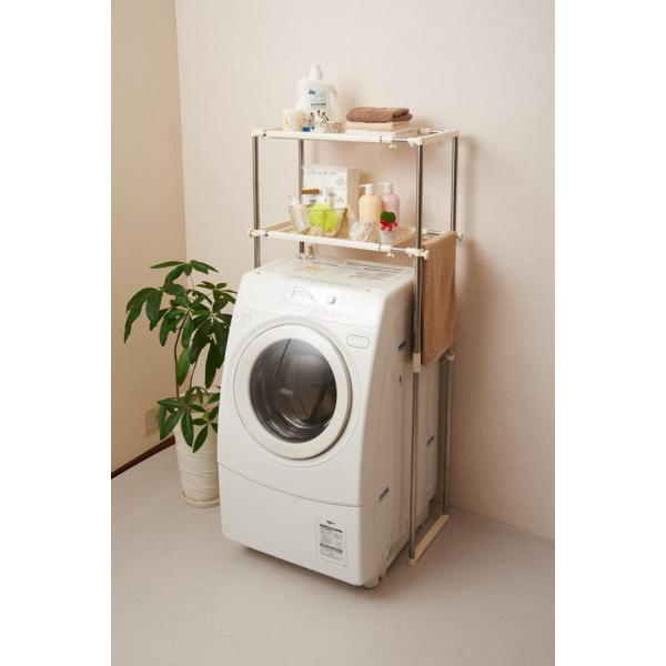 在庫状況：お取り寄せ/7日〜10日で出荷/◆洗濯機まわりをスッキリ収納できるワイドメッシュ棚の洗濯機ラック◆使いやすい位置に中段棚の高さが調整ができます・本体サイズ(約)：幅70〜91×奥行36×高さ159cm/[SSR20セキスイジユシ]