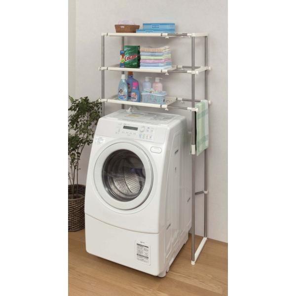 在庫状況：お取り寄せ/7日〜10日で出荷/◆洗濯機まわりをスッキリ収納できるワイドメッシュ棚の洗濯機ラック◆本体の横幅は洗濯機に合わせて調整可能です◆筋交いパイプの採用でグラツキを軽減しています/[SSR30セキスイ]