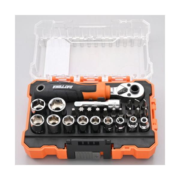 在庫状況：お取り寄せ/お届け：2〜3週間/◆差し込み角1/4インチ(6.35mm角)のラチェットハンドル、11サイズの六角ソケット(4〜14mm)、◆マイナス・プラス・トルクスビットなどを組み合わせ◆ソケットエクステンションバー(50mm)...