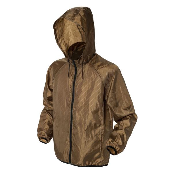 在庫状況：お取り寄せ/お届け：約2週間/◆撥水・防風のフルジップヤッケ(シャドウプリント)です。◆黒(ドット柄)、紺(カモフラ柄)、ブロンズ(ライン柄)のカラー豊富な前開きヤッケです。◆フードは、3D立体構造＆しぼりヒモで風の侵入をブロック...