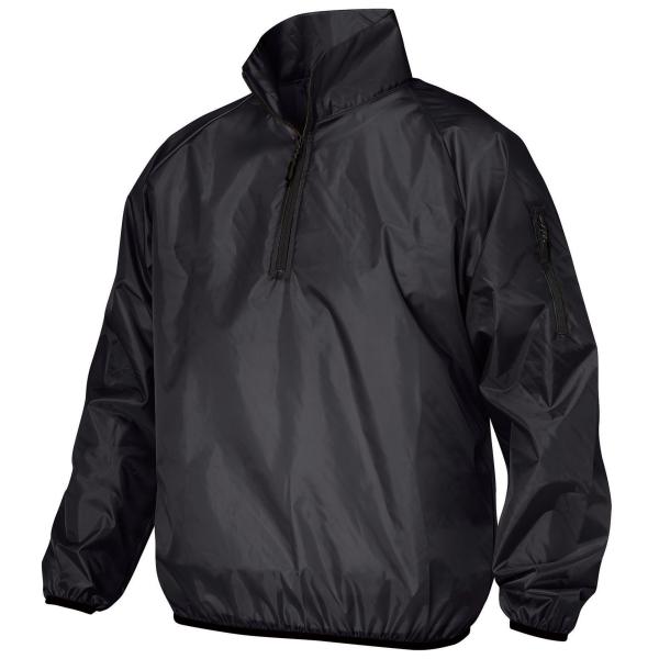 在庫状況：お取り寄せ/お届け：約2週間/◆(フードなし)のハーフジップヤッケ(ハイネック)です。◆左手部分に小物収納に便利なファスナー付ポケットを配置しています。◆肩や腕が動かしやすい、ラグラン袖を採用！/[NO15BK3L]