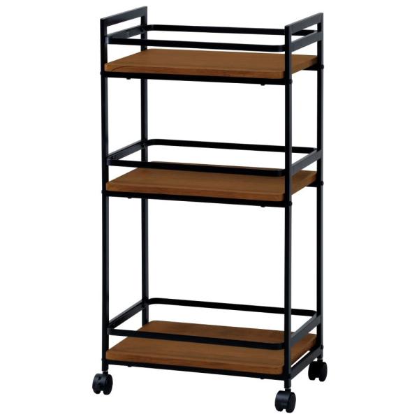 在庫状況：お取り寄せ/7日〜10日で出荷/◆木目調PVCを使用した天板に、シンプルなスチールフレームのワゴン・組立：お客様組立/[KOEKIVWG300BR]