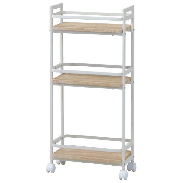 在庫状況：お取り寄せ/7日〜10日で出荷/◆木目調PVCを使用した天板に、シンプルなスチールフレームのワゴン・組立：お客様組立/[KOEKIVWG200NA]