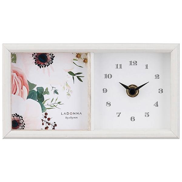 在庫状況：お取り寄せ/◆クロック＆フォトフレーム。大切な思い出はいつもあなたと共に。◆どなたにも好かれるホワイトフレームはブライダルギフトにもオススメ。◆収納サイズ：スクエアサイズ×1/[SF0120C]