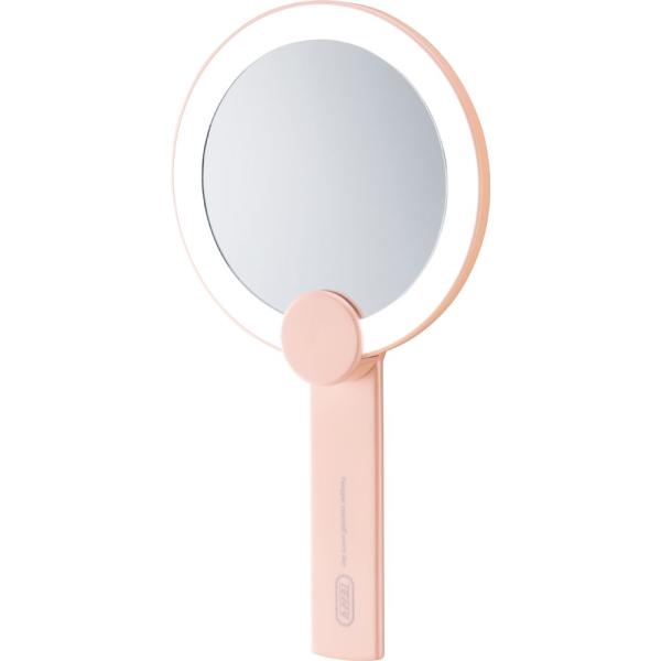 在庫状況：お取り寄せ/◆LEDライトでお顔を明るく映しおでかけ中のメイク直しにも大活躍◆ハンドルをのばして手鏡に・スタンドを立てて置き鏡に◆たたんでコンパクト収納、持ち運びに便利/[TB06LM4PK]