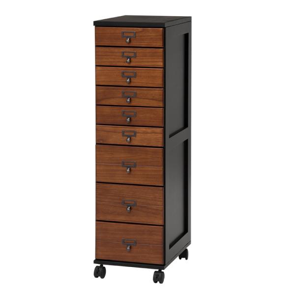 在庫状況：お取り寄せ/お届け：1〜2週間/2020年12月 発売/※天然木の特性上、商品表面(天板等)に木目(小さい溝)がでますが、これはキズ等ではなく天然木の木目によるものです。◆キャスター付きで移動も楽な9段チェスト。◆引出しにはA4ク...