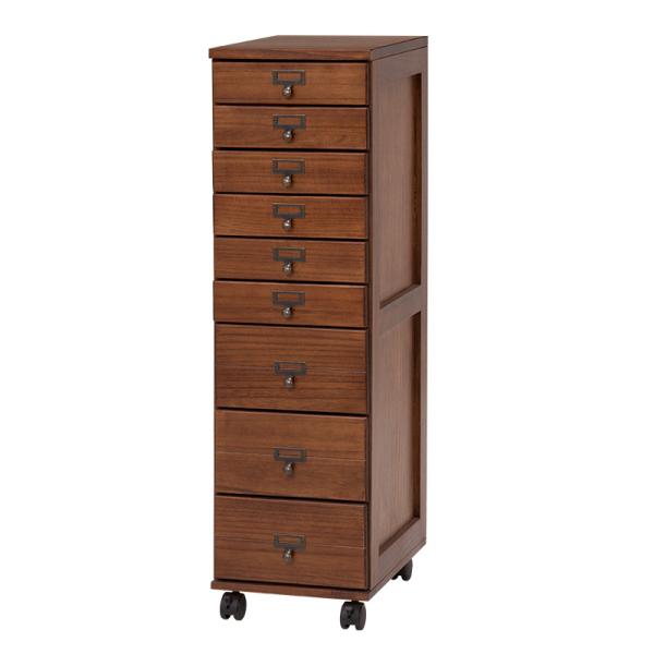 在庫状況：お取り寄せ/お届け：1〜2週間/2020年12月 発売/※天然木の特性上、商品表面(天板等)に木目(小さい溝)がでますが、これはキズ等ではなく天然木の木目によるものです。◆キャスター付きで移動も楽な9段チェスト。◆引出しにはA4ク...