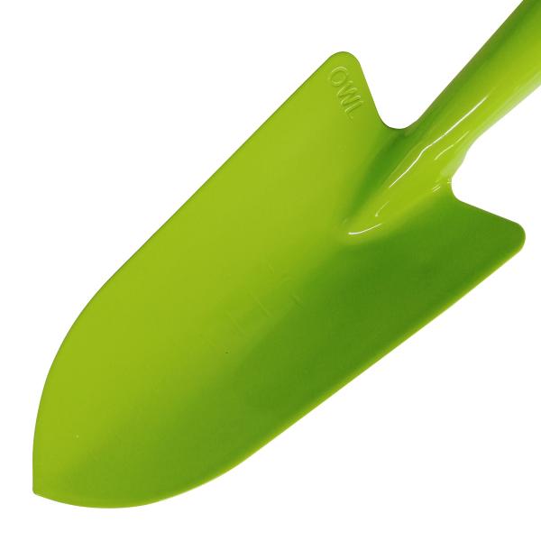 在庫状況：お取り寄せ/3日〜4日で出荷/◆オールスチール製のカラー移植コテ。◆球根の植え付け深さが解る目盛付。◆握り部の裏面に補強板を入れているので丈夫です。/[OWL500GR]