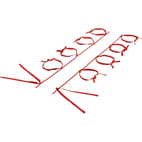 在庫状況：お取り寄せ/◆結びやすく危険性の低いリボン仕様のむかでロープです。◆メインロープは耐久性に優れたポリエチレンロープを使用しています。/[KNYK3469RD]