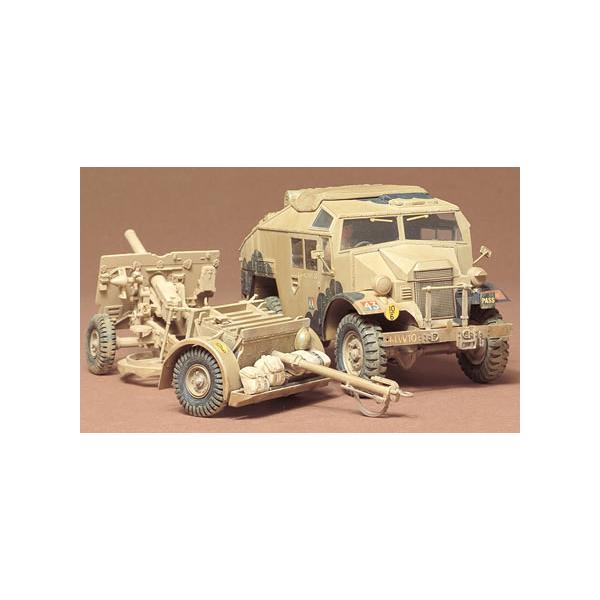 在庫状況：お取り寄せ/※画像はイメージです。実際の商品とは異なる場合がございます。※未塗装です。(写真はカラーイメージ)※組立が必要です。タミヤ 1/35 イギリス・25ポンド砲とクオード・ガントラクターです。