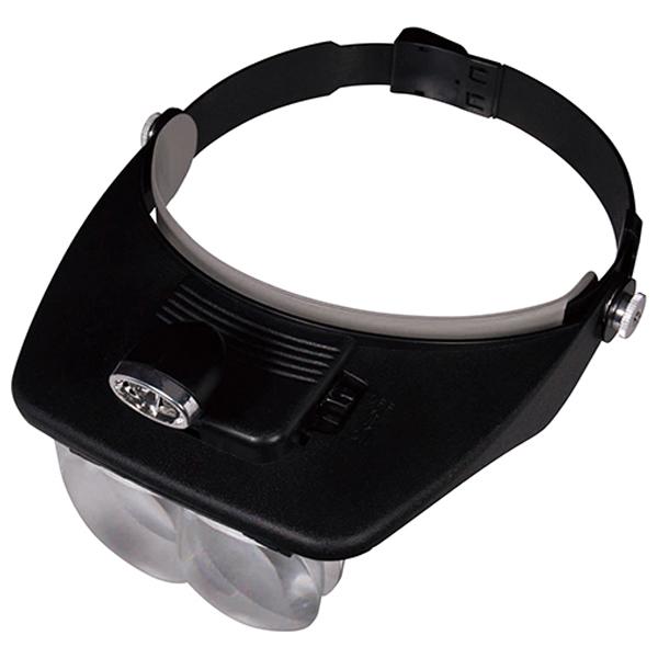 在庫状況：お取り寄せ/お届け：約1週間/◆頭にセットできるので、両手が使えます。◆メガネを掛けたままでも使用できます。◆LEDライト付で暗い所でも手元を明るく拡大します。/[75737シンワ]