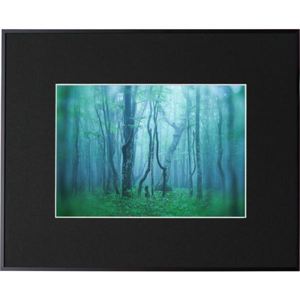 在庫状況：お取り寄せ/※画像は使用イメージです。◆作品を奥深い印象に演出するアルミ額縁◆写真展では定番な作品額、フォーマルな場所にも最適◆シンプルなフレームと厚手Vカット台紙が作品を際立たせ、ゆったりと作品を鑑賞できます/[AGYA4BK]