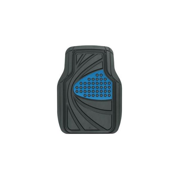 在庫状況：お取り寄せ/2019年04月 発売/◆メタル調のヒールパッドが輝くスポーティーなデザインの前席用ラバーマット◆3Dタイプの設計で砂や泥ほホコリを床にこぼしません/[644901BL]