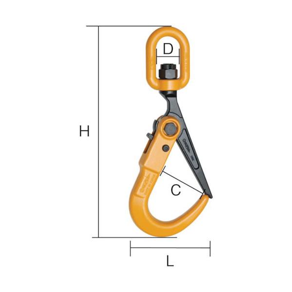 在庫状況：お取り寄せ/取引先在庫あり3日〜5日で出荷/※レバーを操作する時に、ゆびづめに注意して下さい。◆スイベルアイ付で、ワイヤロープなどのより戻しがスムーズで敷鉄板などの回転防止となります。◆吊り上げ時は自動的に閉鎖ロックが掛かり、ワー...