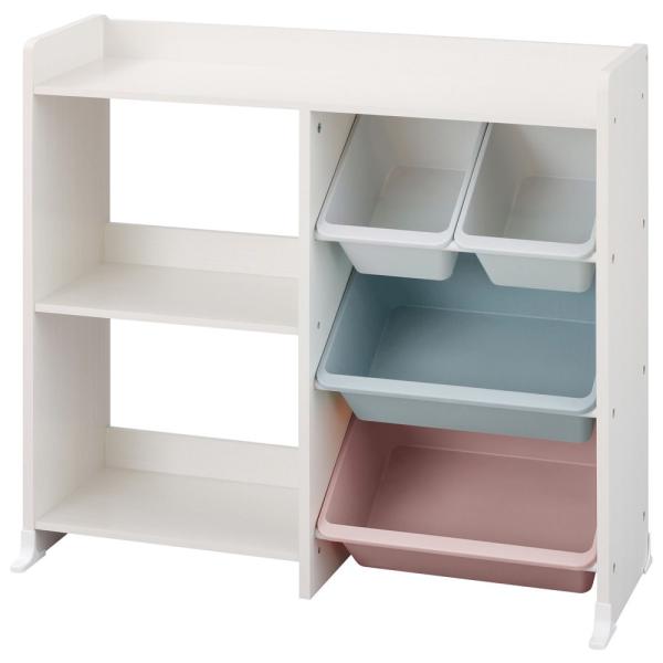 在庫状況：お取り寄せ/4日〜6日で出荷/※画像はイメージです。◆(どこに何を片付ける)のルールが決めやすく、お子様の自立心をサポートし楽しくお片付けができるトイハウスラックです。 ◆左右で本棚とケース付きのラックに分かれているため、様々なも...