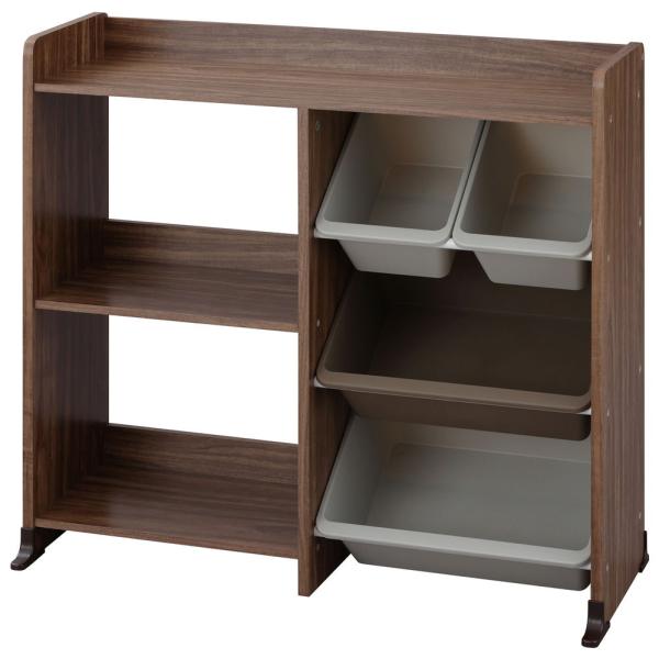 在庫状況：お取り寄せ/4日〜6日で出荷/※画像はイメージです。◆(どこに何を片付ける)のルールが決めやすく、お子様の自立心をサポートし楽しくお片付けができるトイハウスラックです。 ◆左右で本棚とケース付きのラックに分かれているため、様々なも...