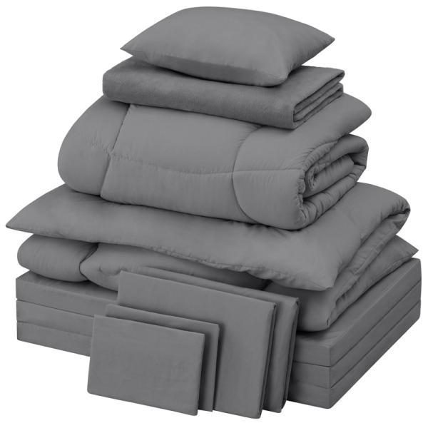 在庫状況：お取り寄せ/お届け：2〜3週間/※画像はイメージです。◆マットレス付きの布団10点セットです。◆セット内容にこだわった、一年中使える充実セットです。◆収納に便利なバッグ付きです。/[KFSKM10Sダクグレ]