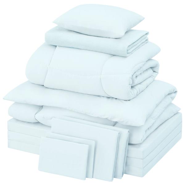 在庫状況：お取り寄せ/7日〜10日で出荷/※画像はイメージです。◆マットレス付きの布団10点セットです。◆セット内容にこだわった、一年中使える充実セットです。◆収納に便利なバッグ付きです。/[KFSKM10Sライトブル]