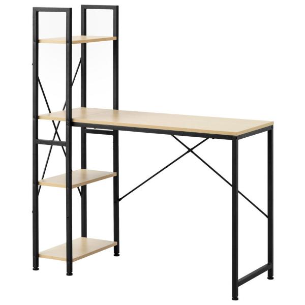 在庫状況：お取り寄せ/お届け：2〜3週間/※画像はイメージです。◆4段のラック付きデスクです。◆ラックにはデスク周りの小物や本などが収納できます。必要なものにすぐ手が届きます。◆文庫本なら約76冊(1段あたり19冊)収納できます。・組立：お...