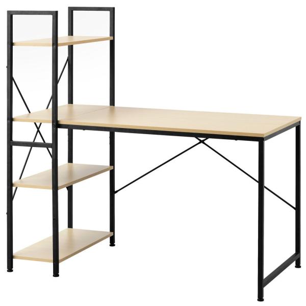 在庫状況：お取り寄せ/7日〜10日で出荷/※画像はイメージです。◆4段のラック付きデスクです。◆ラックにはデスク周りの小物や本などが収納できます。必要なものにすぐ手が届きます。◆文庫本なら約116冊(1段あたり29冊)収納できます。・組立：...