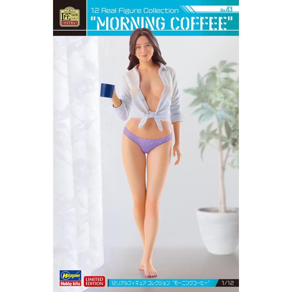 在庫状況：お取り寄せ/2026年02月 発売/※画像はイメージです。実際の商品とは異なる場合がございます。ハセガワ 1/12 リアルフィギュア コレクションNo.43 “モーニング コーヒー” です。