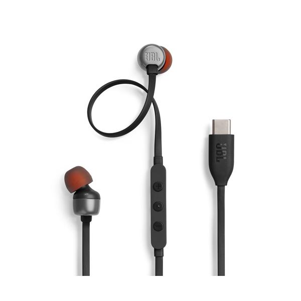 在庫状況：在庫僅少/2024年02月 発売/◆USB TYPE-C接続◆マイク内蔵3ボタンリモコン搭載◆絡まりにくいフラットケーブル採用◆重量：約17g/[JBLT310CBLK]