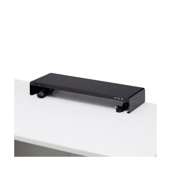 在庫状況：お取り寄せ/2021年09月 発売/◆液晶モニタ下の空間を有効活用できます。◆棚板前部、向かって左側に電源タップ、右側にUSBポートが3ポートあります。スマホとパソコンの通信や充電に便利です。◆液晶モニタの位置を上げることで、目線...