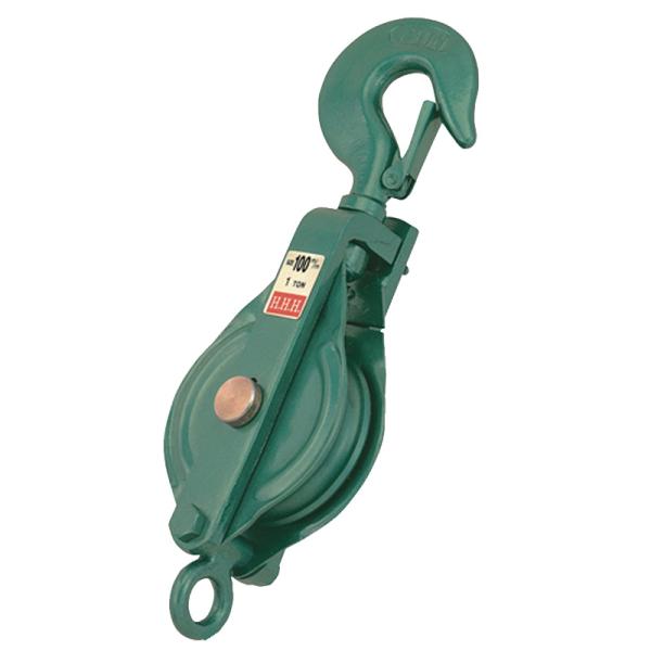 在庫状況：お取り寄せ/お届け：約1週間/◆強力・堅牢な滑車。◆フック型は特殊鋼鍛造で、外れ止めが付いているので安全です。/[21534KNY]