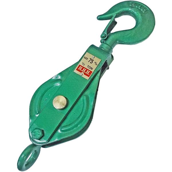 在庫状況：お取り寄せ/お届け：約1週間/◆強力・堅牢な滑車。◆フック型は特殊鋼鍛造で、外れ止めが付いているので安全です。/[21536KNY]