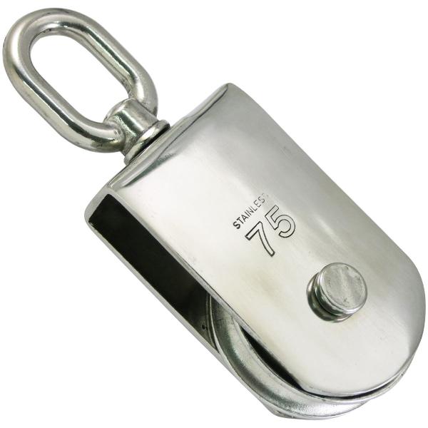 在庫状況：お取り寄せ/お届け：約1週間/◆ロープを通して、荷物の吊下げや引っ張る作業に使います。◆アイの部分が回転するので、ロープのより戻しができます。◆ステンレス製なので、防錆性・耐候性に優れ丈夫で長持ち。/[H75ヒメジヤ]