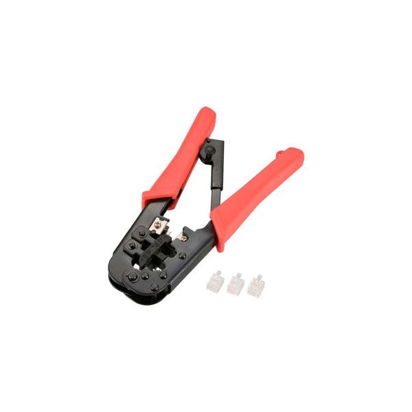 在庫状況：お取り寄せ/◆電話用モジュラーペンチと電話用モジュラープラグ大/小両用のセットです。◆モジュラープラグとテレホンコードを接続するための専用圧着工具です。◆2芯プラグ(大)3個付き。/[TELP0422050422]