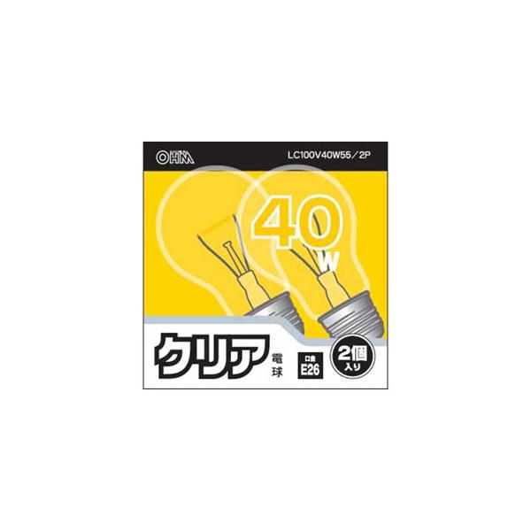 在庫状況：在庫僅少/◆クリア電球40W　2個パック・消費電力：40W・口金：E26・定格寿命：1000時間/[LC100V40W552P061758]
