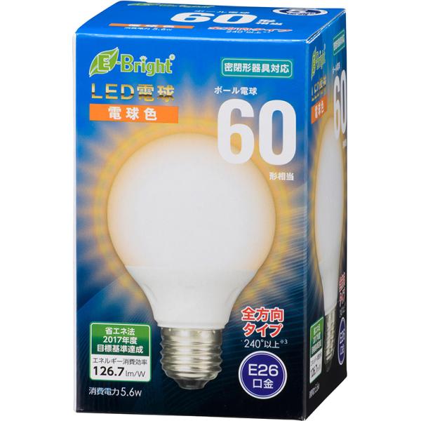 在庫状況：お取り寄せ/※人感センサー、明るさセンサー付などの自動点灯器具では使用できません。・明るさ(全光束)：710lm・ボール電球60W形相当・光の広がり方：全方向タイプ・口金：E26・密閉形器具：対応・断熱材施工器具：非対応/[LDG...